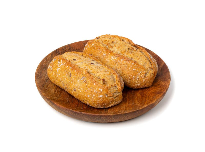 Grain Bread Isolated, Whole Buns with Seeds, Rustic Organic Cereal ...