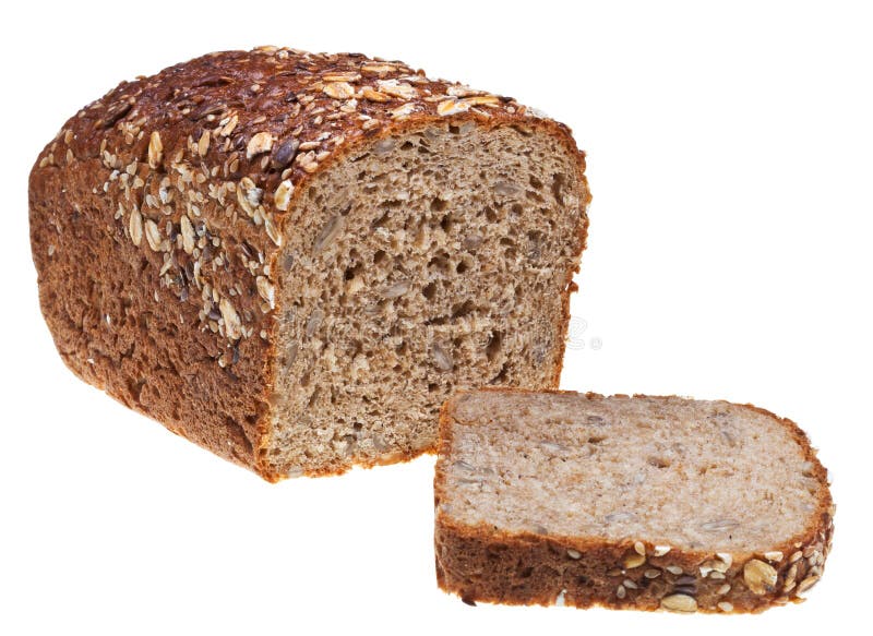 Grain Bread Loaf and Sliced Hunch Stock Photo - Image of grain, flour ...
