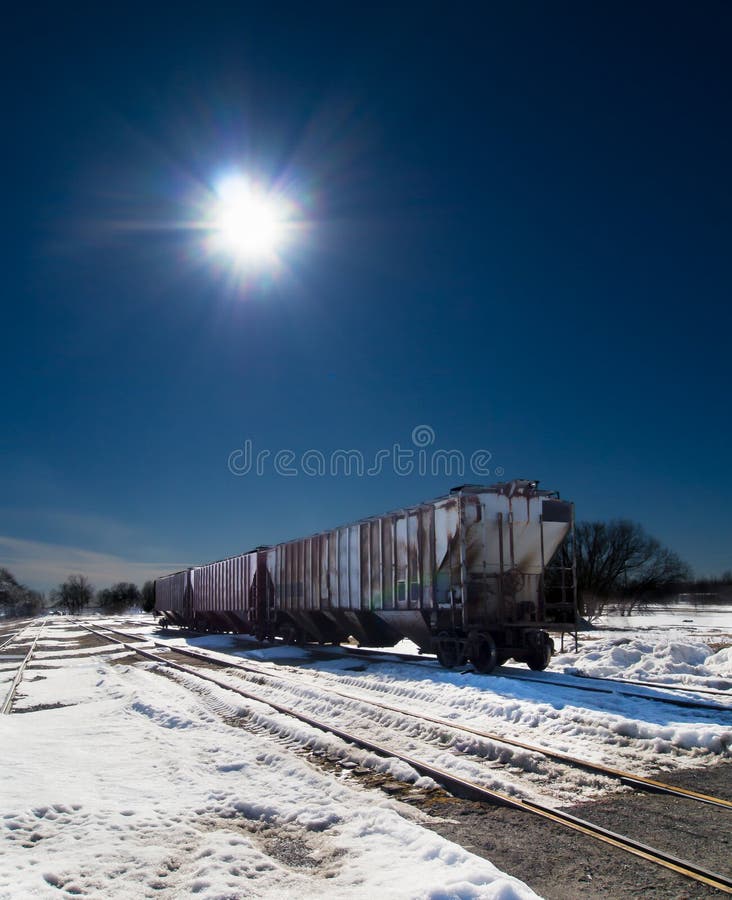 Grain Train with Several Diesel Locomotive Engines Stock Photo - Image ...