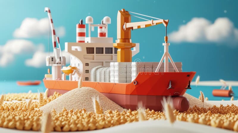 A Grain Cargo Ship Being Loaded with a Variety of Grain Types Including ...