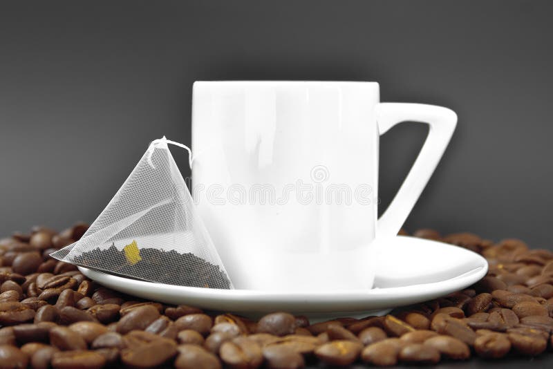 Grain Coffee Tea in a Bag White Cup. Stock Image - Image of beans ...