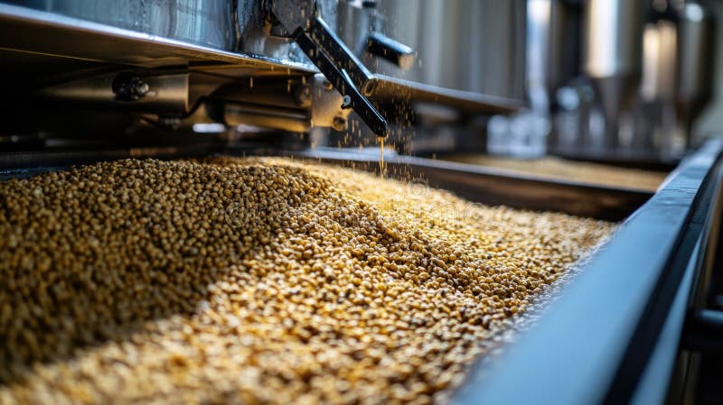 Grain on Conveyor Belt stock image. Image of grain, food - 378719351