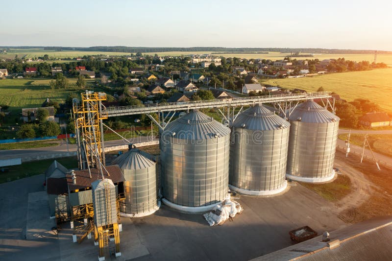 Grain Drying Complex of the Farm Top View Stock Photo - Image of ...