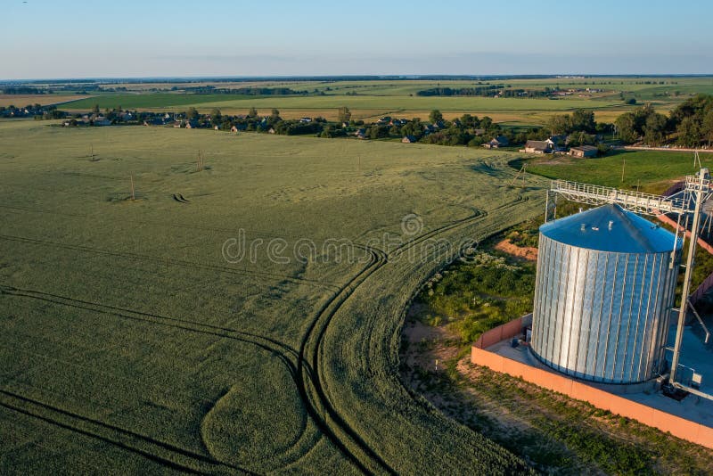 Grain Drying Complex of the Farm Top View Stock Image - Image of ...