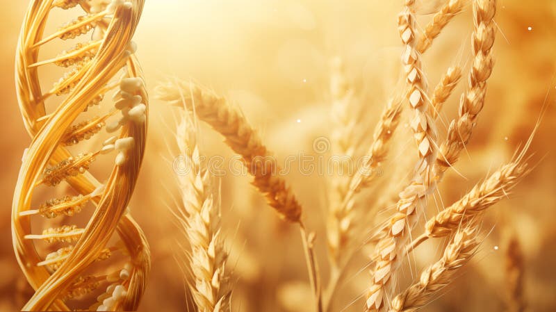 Grain Ears Crossed To Form the DNA Helix. AI Generated Image Stock ...