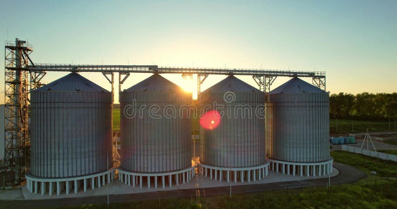 Storage of Grain Crops at Sunset Stock Video - Video of infrastructure ...