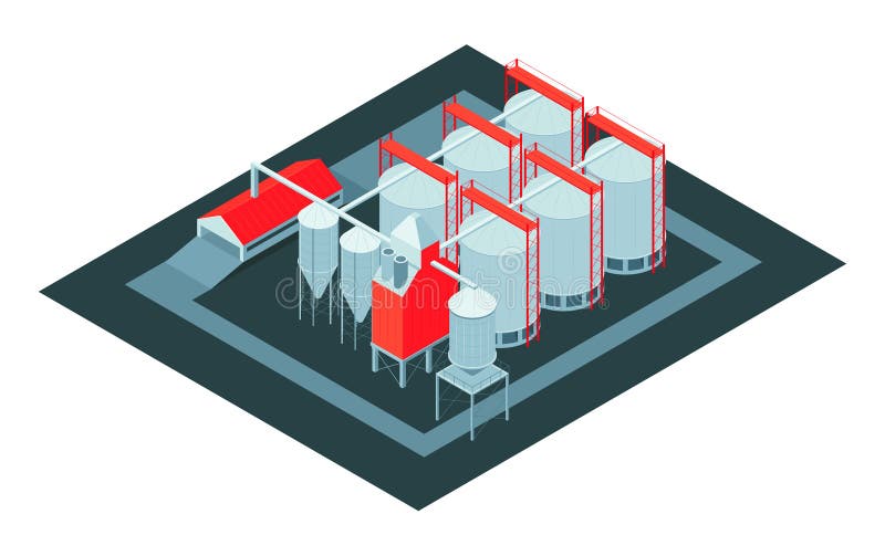 Isometric Grain Elevator Icons Stock Illustration - Illustration of ...