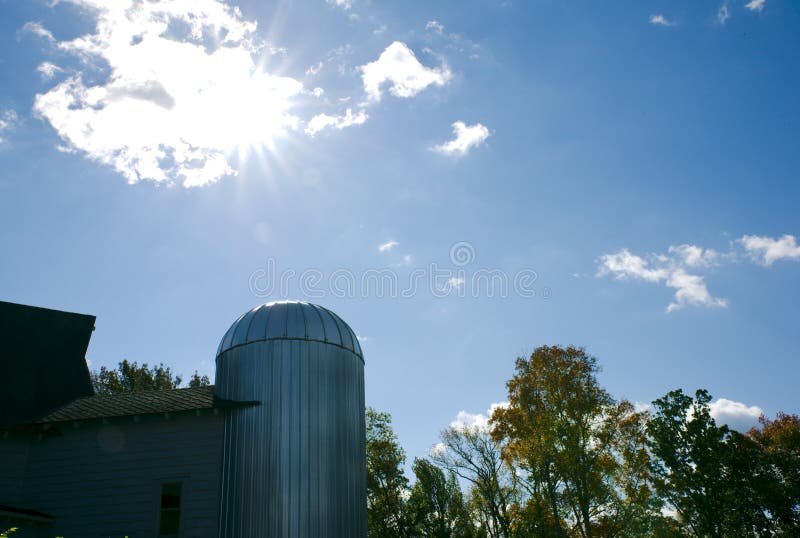 Grain farm silo stock image. Image of farmed, fields - 80583905