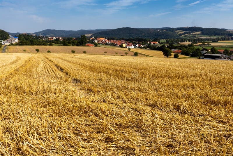 Grain Fields after the Harvest at Herleshausen in Germany Stock Image ...