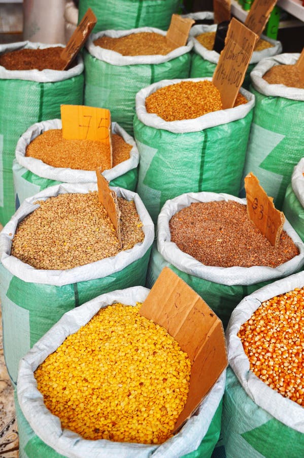 Grain Food and Spices in Arabic Store Stock Image - Image of medina ...