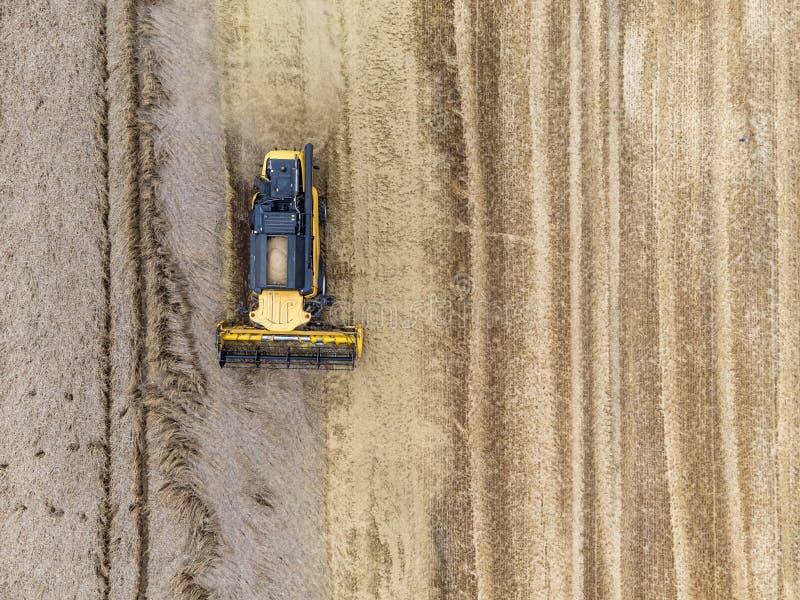 Grain Harvest Aerial View of a Combine Harvester Stock Photo - Image of ...