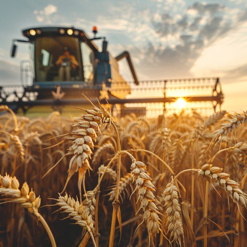 Grain Harvest Combine Harvester Stock Photo - Image of corn, grapes ...