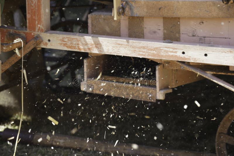 Grain Harvest and Processing with Old Equipment Stock Image - Image of ...