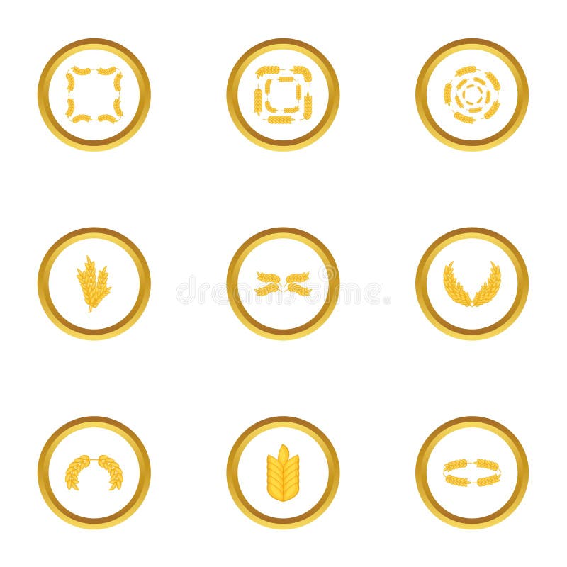 Grain Icons Set, Cartoon Style Stock Vector - Illustration of plant ...