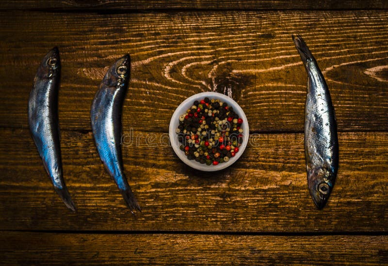 Grain Pepper and Fish on the Table Stock Photo - Image of pimento ...