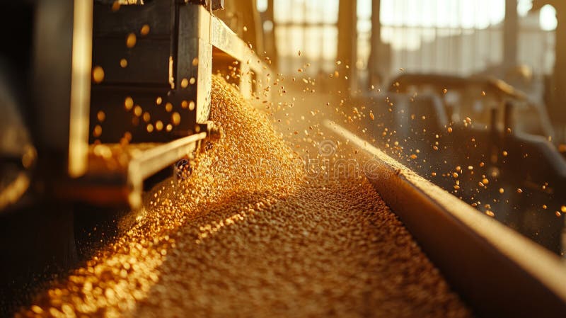 Grain Pouring from a Machine in a Mill Stock Photo - Image of bulk ...