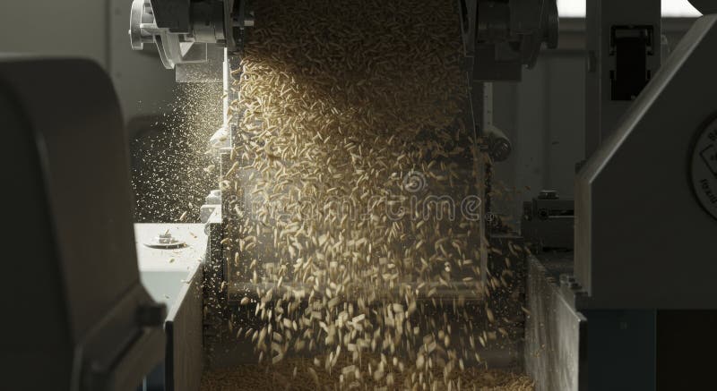 Grain Processing at Automated Industrial Facility Conveyor System Stock ...