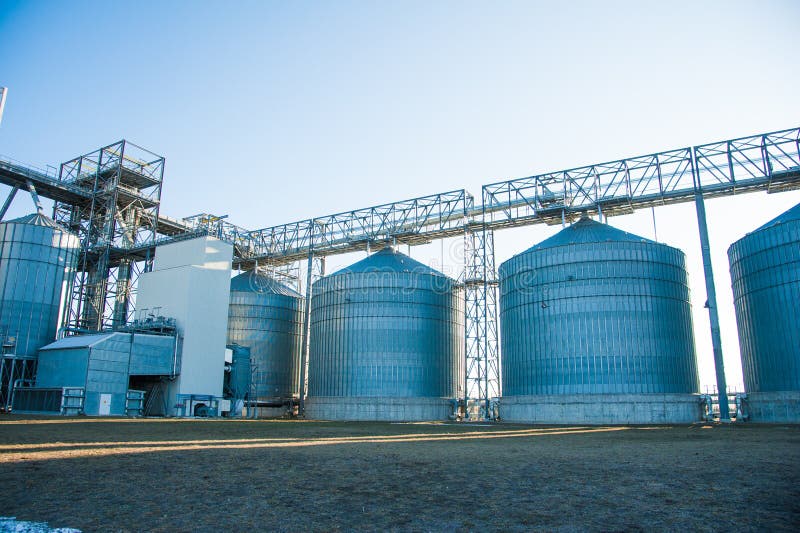 Grain processing facilit stock image. Image of industry - 116028565