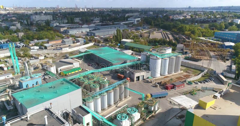Grain Processing Plant. Aerial View of Grain Processing Plant. Smart ...