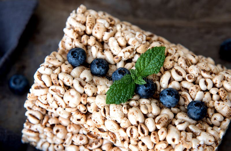 Grain Rice Cakes with Blueberries for Healthy Breakfast Stock Image ...