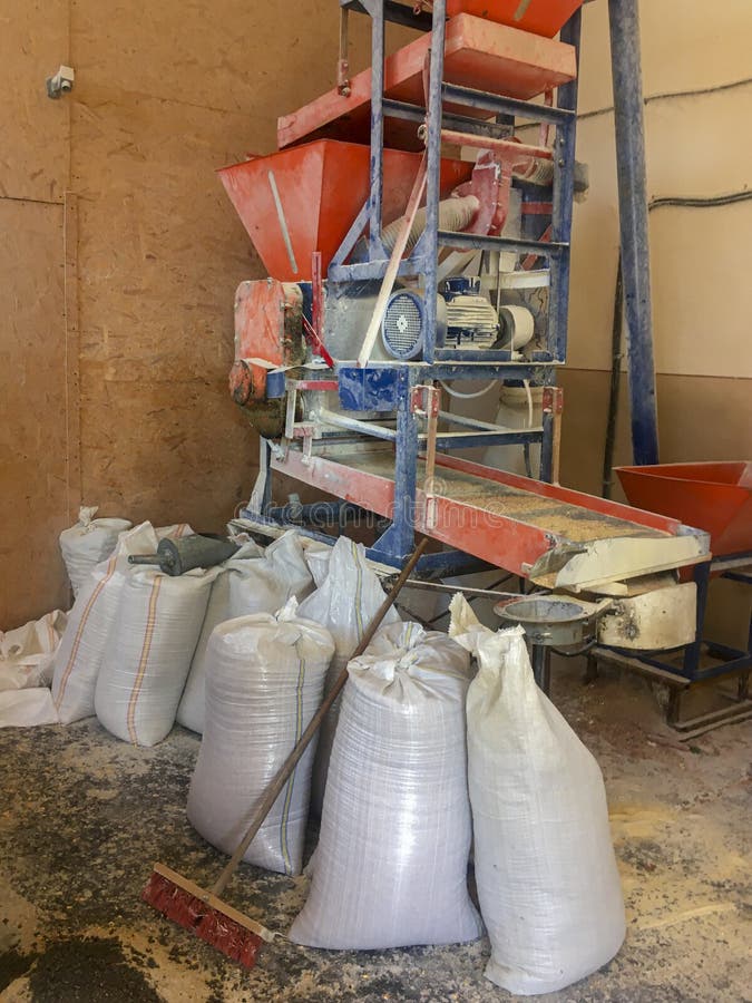 Grain Sacks and a Electric Mill Stock Photo - Image of tradition, grain ...