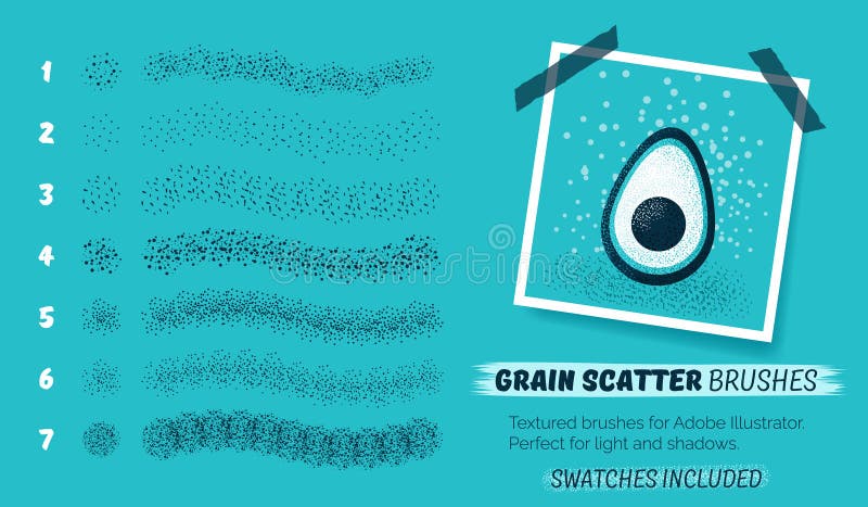Grain Scatter Brushes. Set of Abstract Grunge Textures. Stock ...