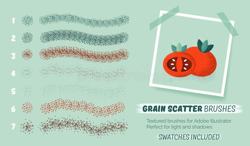 Grain Scatter Brushes. Set of Abstract Grunge Textures. Stock Vector ...