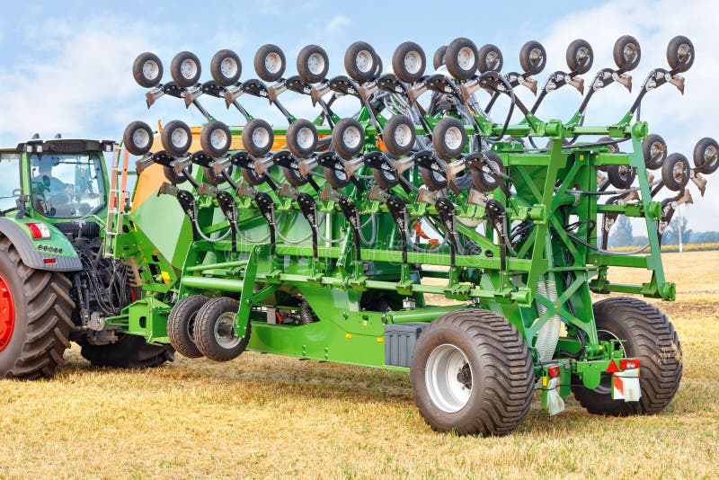 Grain Seeder in Transport Position for Compact Transport of the Machine ...