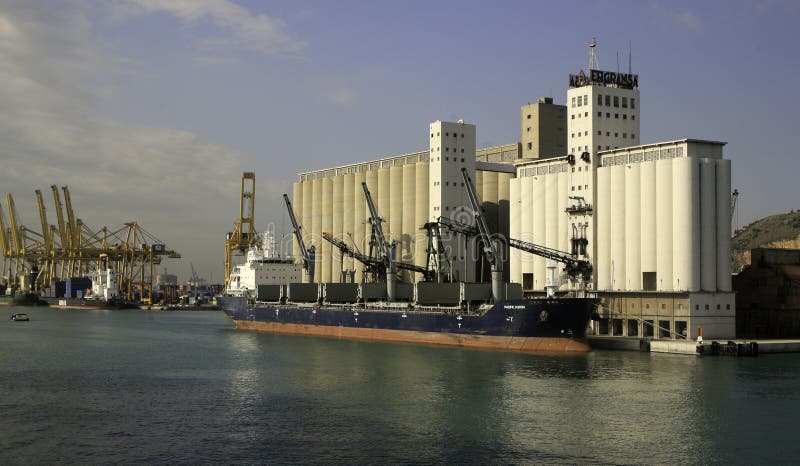 Grain Ship Unloading Grain at Barcelona, Spain Editorial Image - Image ...