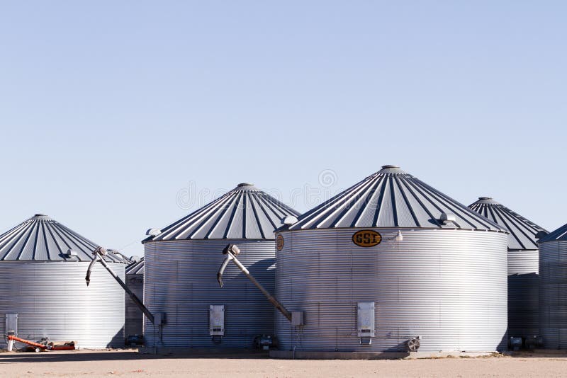 Grain silos editorial photography. Image of food, industrial - 284566097
