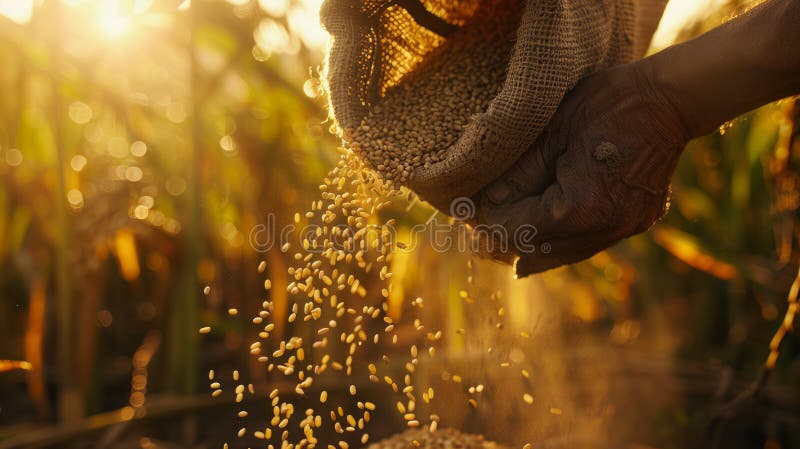 Grain sowing process stock image. Image of concept, season - 353018955