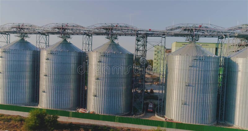 Grain Storage and Grain Handling. Heavy Duty Hopper Bins. Drone Aerial ...