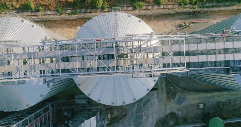 Grain Storage in Large Slots Aerial View. Silo with Grain. Grain ...