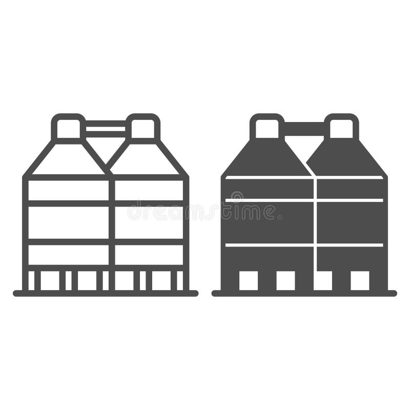Grain Storage Line and Solid Icon, Wheat Production Concept. Vector ...