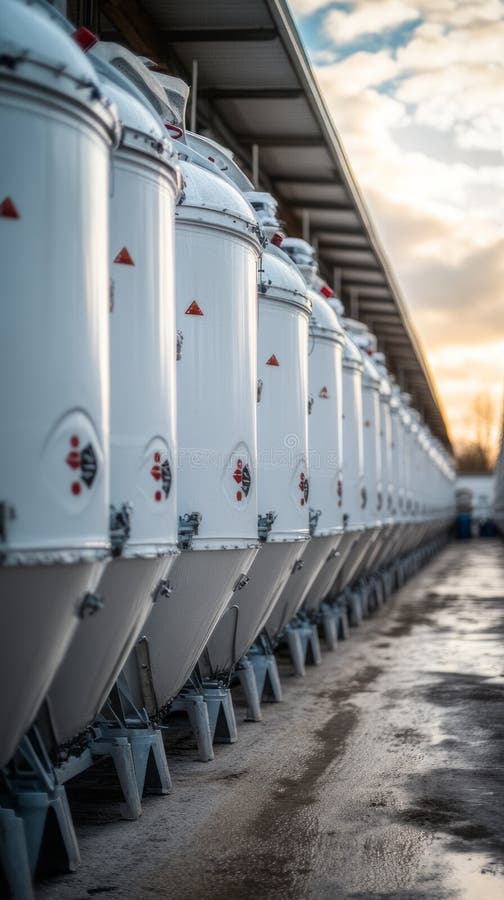 Grain Storage Silo Complex stock illustration. Illustration of farm ...