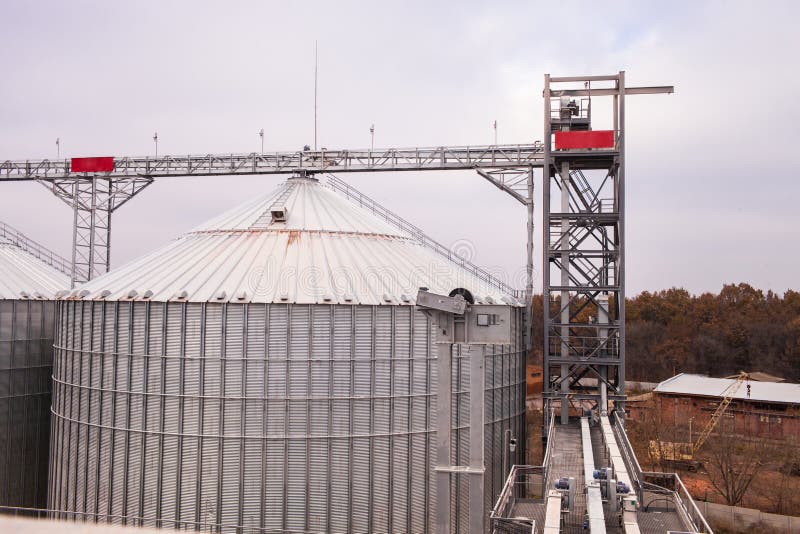 Grain storage silo stock image. Image of harvesting, agribusiness ...