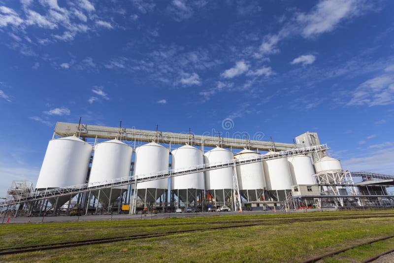Grain storage tanks stock photo. Image of industry, warehouse - 64663914