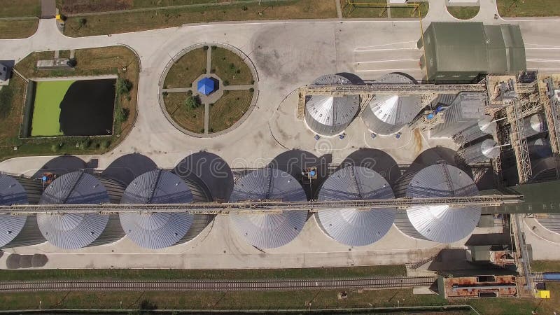 Grain Storage Tanks, Top View. Stock Footage - Video of crop, harvest ...