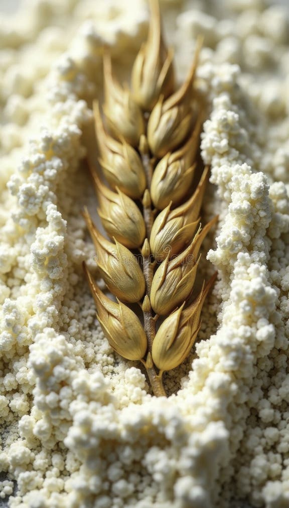 Grain with Wheat Kernel Exposed Amidst Fluffy Flour, Flour, Wheat ...
