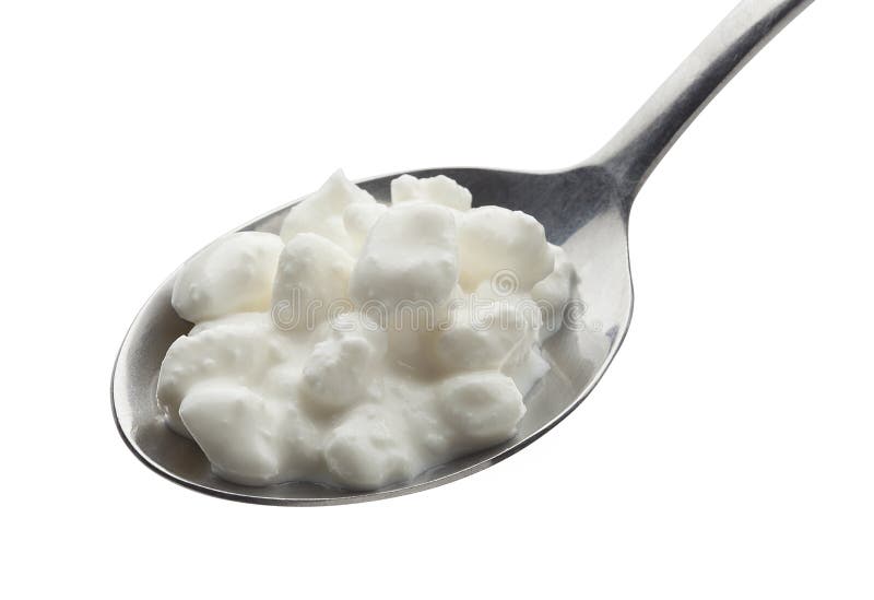 Grained Cheese on the Spoon Stock Photo - Image of milk, healthy: 96906986