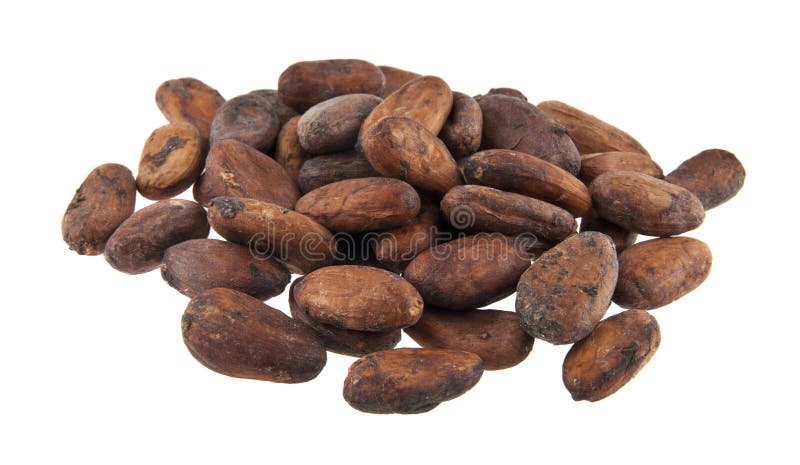 Grains of Cocoa Isolated on White Background Stock Photo - Image of ...