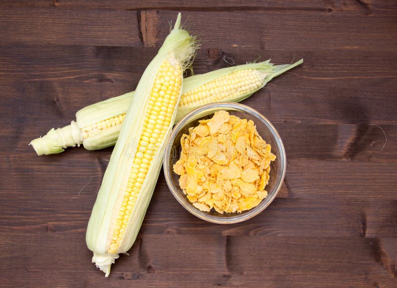 Grains of Corn Inside Bowl on Wood from Above Stock Photo - Image of ...