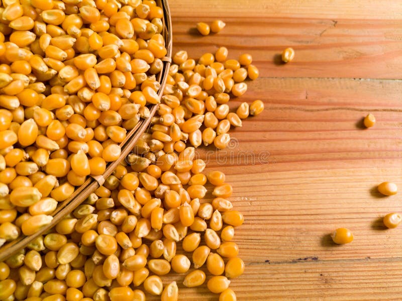 Grains of Corn on Wooden Background Stock Photo - Image of sweetcorn ...
