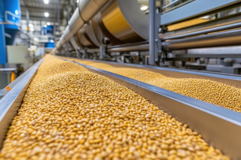 Grains Processed on a Production Line in a Modern Food Processing ...
