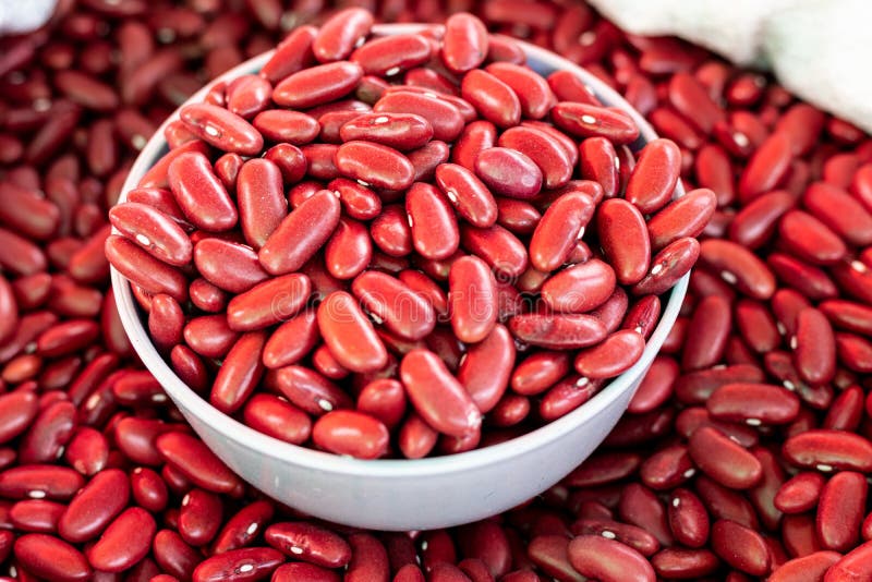 Details of a Grains Red Bean in a Bowl on a Pile of Red Beans. Stock ...