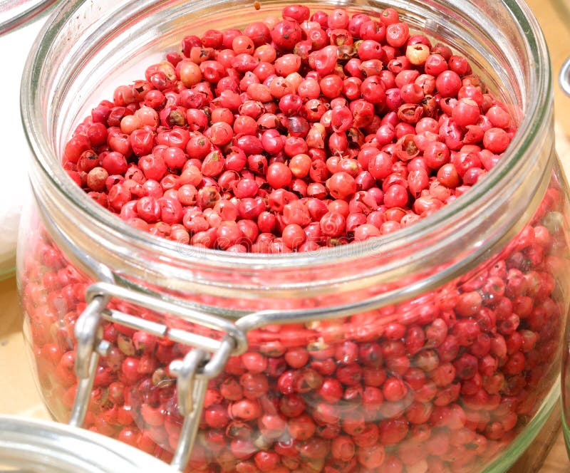Grains of Red Pepper on the Jar Stock Image - Image of spice, cuisine ...