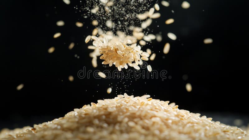 Grains Rice Float Individually Mid Air Creating Striking Visual Effect ...