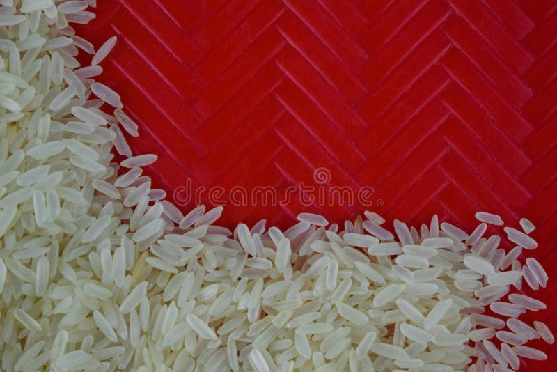 Grains Of Rice Held In A Designed Red Carpet Where The Rice Grains Are ...
