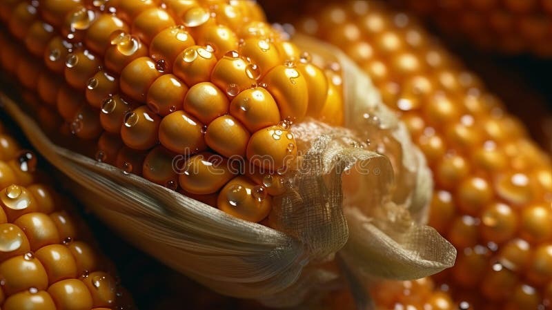 Grains of Ripe Corn Macro Photography. Generative AI. Stock ...