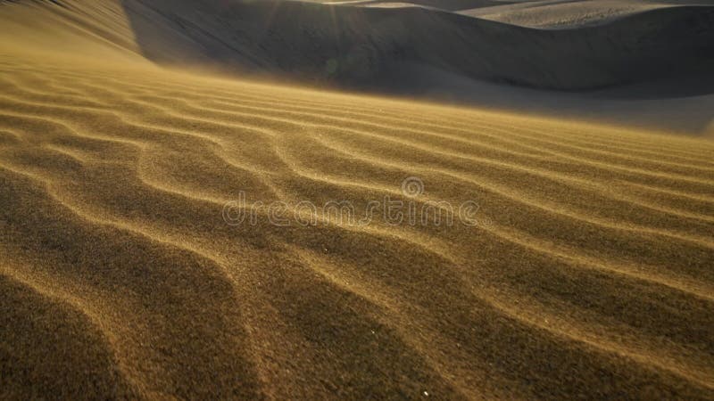 Grains of Sand Waving in the Wind. Sunlight Reflecting on Folded Sand ...